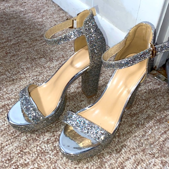 Shoes | Silversequin Heels Size 7 12 Worn 1 Time To Senior Prom | Poshmark